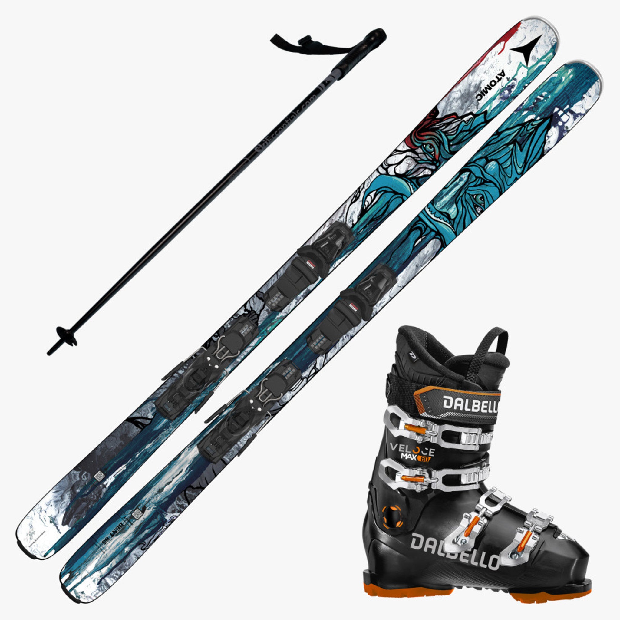 2024 Atomic Bent 85 R Skis with Dalbello Veloce Max 80 GW Boots and Po ...
